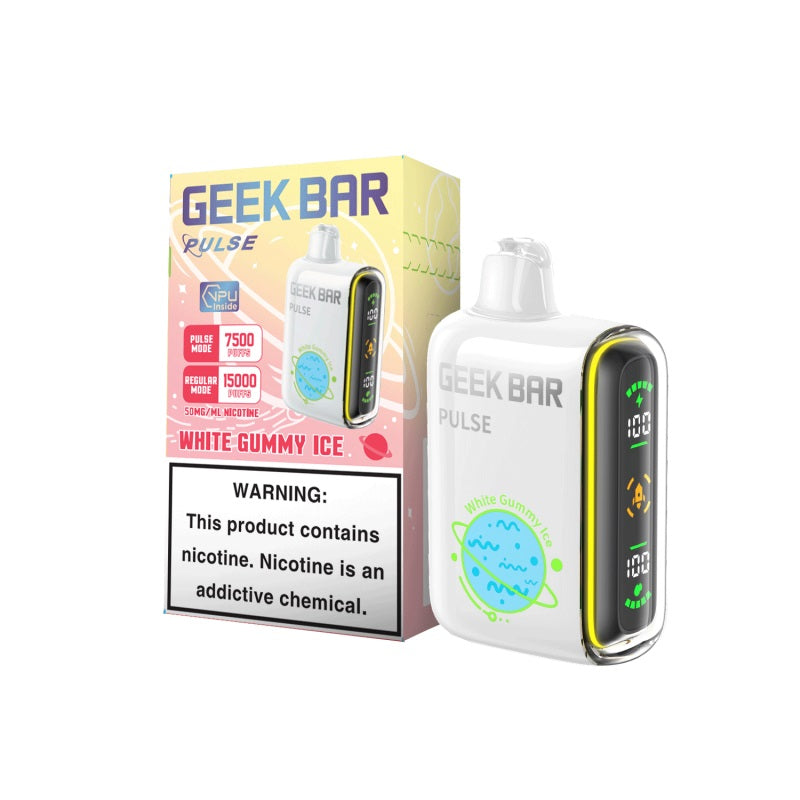 White Gummy Ice Geek Bar Pulse 15000 Disposable Vape